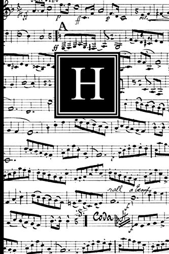 H: Musical Letter H Monogram Music Journal, Black and White Music Notes ...