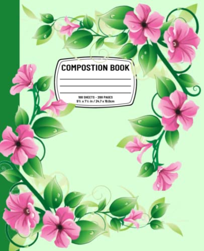 Composition Notebook Wide Ruled Flower Pattern: Cute Front and Back ...