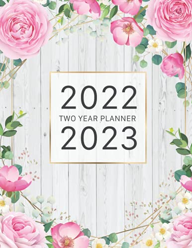 2022-2023 Two Year Planner: Wood and Pink Floral Cover | 2 Year ...
