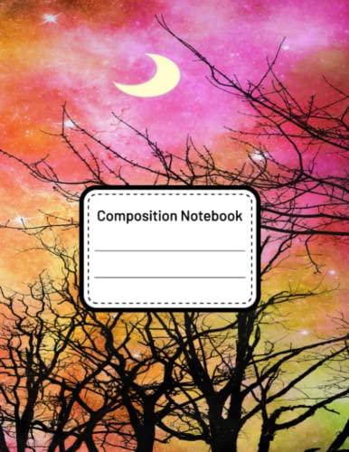 COMPOSITION BOOK PINK ORANGE LUNA MOON DESIGN by Marlena F Hallett ...