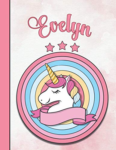 Evelyn: Personalized Unicorn Sketchbook & Notebook with pink name ...