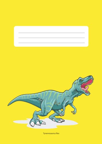 Schulheft DIN A4 Lineatur 23 Tyrannosaurus Rex / T-Rex Dinosaurier gelb ...