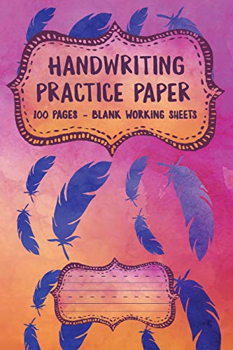 Handwriting Practice Paper: Cute Feathers Handwriting Workbook For Pre ...