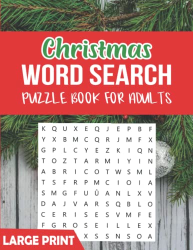 Christmas Word Search Puzzle Book For Adults: Large Print Fun Xmas Word ...
