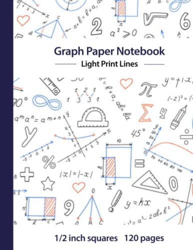 Math Grid Paper Notebook 2 Squares Per Inch For Kids: Graph Paper ...