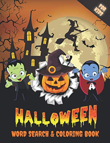 Halloween Word Search And Coloring Book For Kids: Large Print Halloween ...