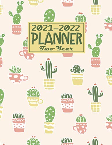 2021-2022 Two Year Planner: Cute cactus in pot pattern | 24 Months ...