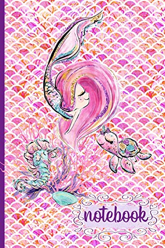 Notebook: Mermaid Cover with 120 Blank Lined Pages Decorated with ...