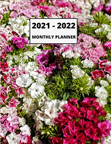 2021-2022 MONTHLY PLANNER: Flowers Theme, Two Year Planner Calendar ...