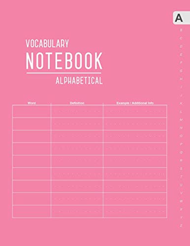 Vocabulary Notebook Alphabetical: 8.5 x 11 Large Notebook 3 Columns ...