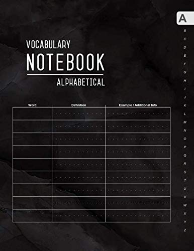 Vocabulary Notebook Alphabetical: 8.5 x 11 Large Notebook 3 Columns ...