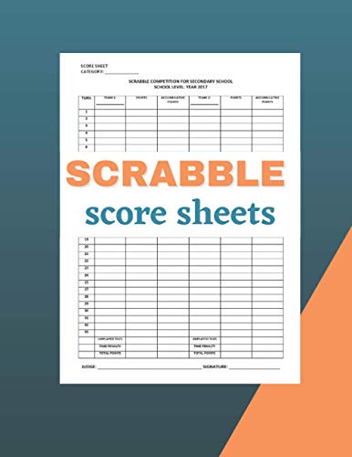 Scrabble Score Sheets: 100 Score Keeping for Scrabble Lovers |Score ...