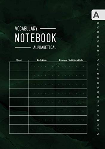 Vocabulary Notebook Alphabetical: A5 Medium Notebook 3 Columns with A-Z ...