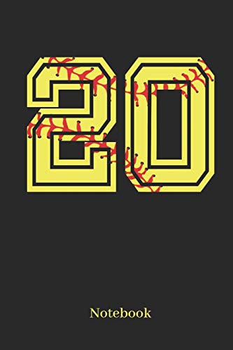 20 Notebook: Softball Player Jersey Number 20 Sports Blank Notebook ...