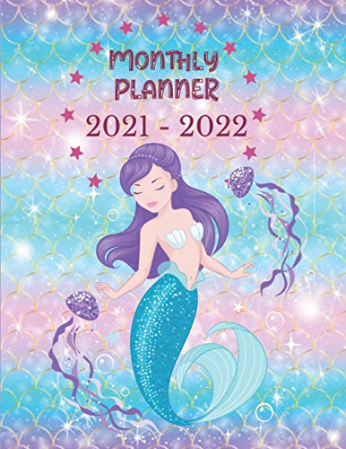 2021-2022 MONTHLY PLANNER: Mermaid Theme, Two Year Planner Calendar ...