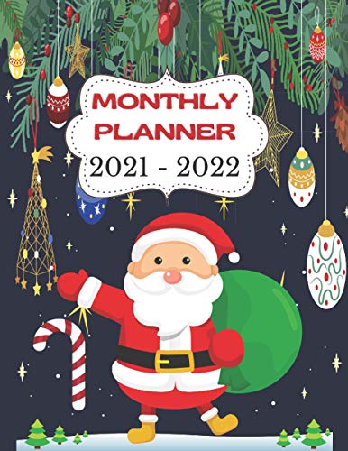 2021-2022 MONTHLY PLANNER: Christmas Theme, Two Year Planner Calendar ...