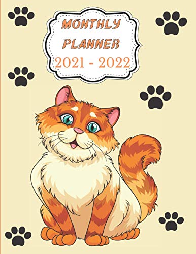 2021-2022 MONTHLY PLANNER: Cat Theme, Two Year Planner Calendar ...