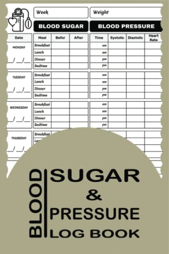 Blood Sugar And Blood Pressure Log Book: Daily and Weekly To Monitor ...