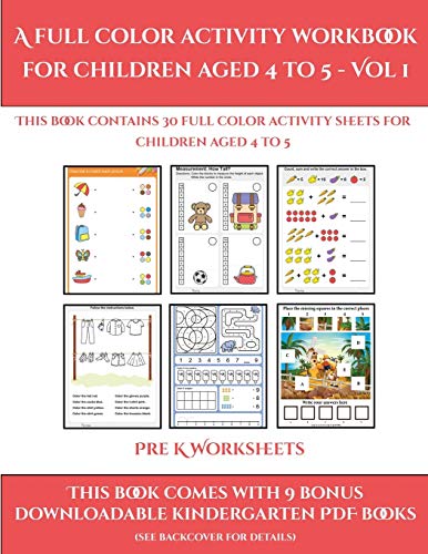 Pre K Worksheets (A full color activity workbook for children aged 4 to ...