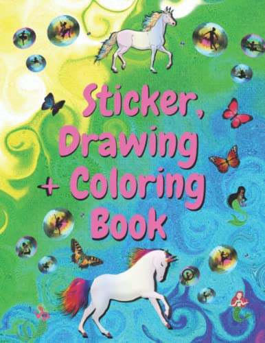 Sticker, Drawing, and Coloring Book: 8.5 inch x 11 inch, 100 pages ...