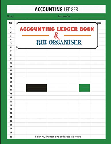 accounting ledger book & bill organiser: Contains several columns for ...