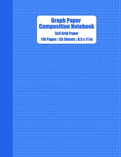 Dark Sky Blue 5x5 Grid Graph Paper Composition Notebook: 110 Pages, 55 ...