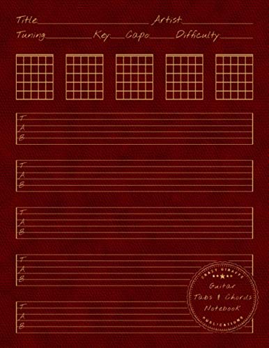 Guitar Tabs & Chords Notebook: Blank Guitar Tablature Manuscript Paper ...