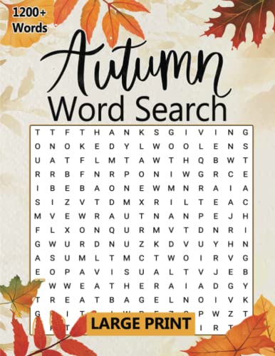 Autumn Word Search Large Print: 1200 WordSearch Puzzle Book for Adults ...
