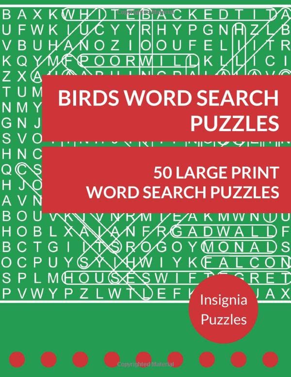 Birds Word Search Puzzles: One Puzzle Per Page by Insignia Puzzles ...