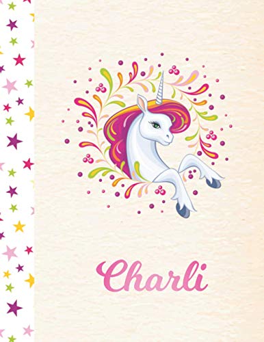 Charli: Personalized Unicorn Blank Storybook Mid-Line Handwriting Paper ...