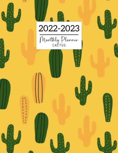 Monthly Planner 2022-2023 Cactus: Two Years Monthly Planner Vertical ...