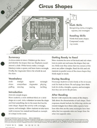 Circus Shapes: Recognizing Shapes: Teacher's Guide by Murphy Steck ...