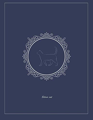 Silver cat: Dark slate blue Notebook, College Ruled, 8.5 x 11 inches ...