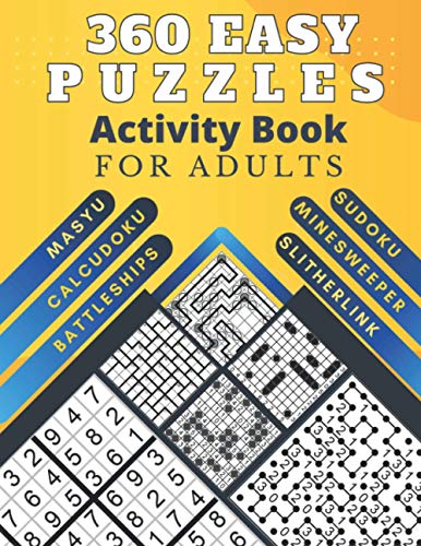 360 Easy puzzles: Activity Book for adults included puzzles Masyu ...