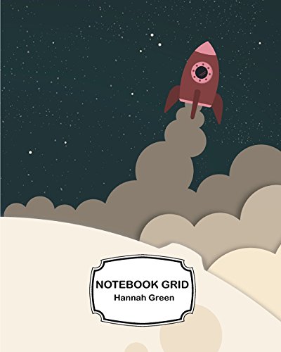 Notebook Grid: Hand drawn astronaut with rocket on the moon background ...