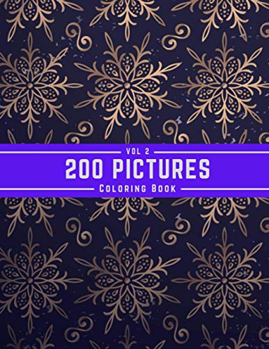 200 Pictures Coloring Book: Vol 2, Activity Book for Adults | Large 8 ...