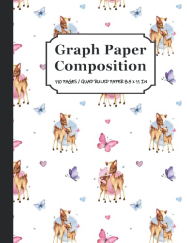 Graph paper Composition Notebook: Deer Lined Graph Paper Composition ...