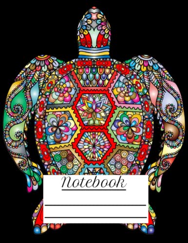 Colorful Turtle Notebook: College Ruled, 100 lined pages (Large 8.5x11 ...