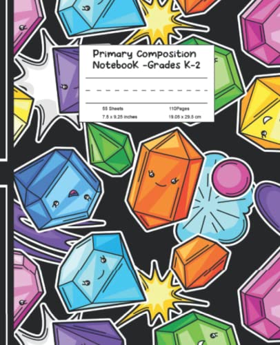 Rainbow with gems Primary Composition Notebook: K-2 Composition Notebook with Handwriting ...