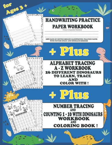 Dinosaur Handwriting Practice, ABC's Tracing, Number Tracing & Counting ...