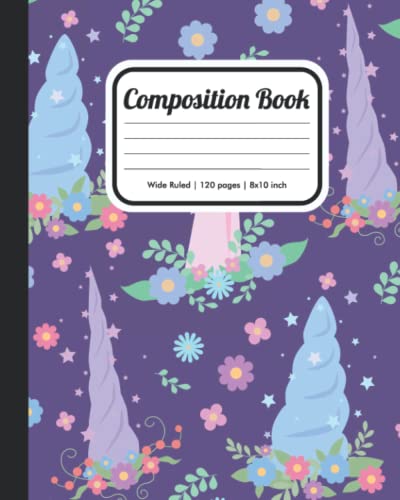 Composition Book: Pretty Wide Lined Paper Workbook Journal for Students ...