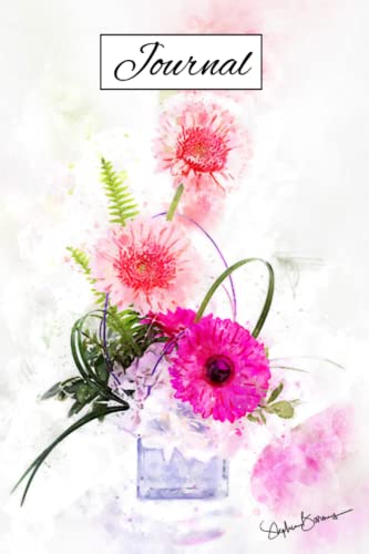 Pink Gerbera Design Journal, Original Digital Watercolor Design: Lined ...