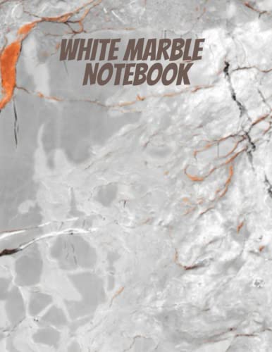 White Marble Notebook: White Marble & Gold Journal Wide Ruled Paper ...