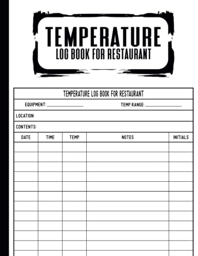 Temperature Log Book for Restaurant.: Temperature Log Book. Simple ...