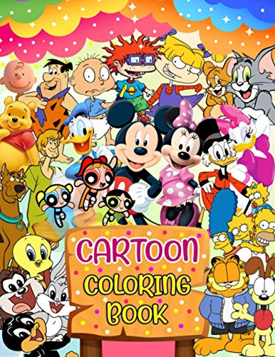 Cartoon Coloring Book: 65 Pages, Scooby Doo, The Simpsons, Mickey Mouse ...