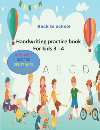Handwriting practice book for kids ages 3- 4: tracing letters, words ...