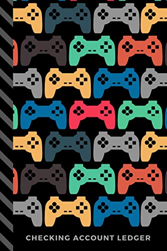 Checking Account Ledger: Colorful Gamer Game Controller Theme on Black ...