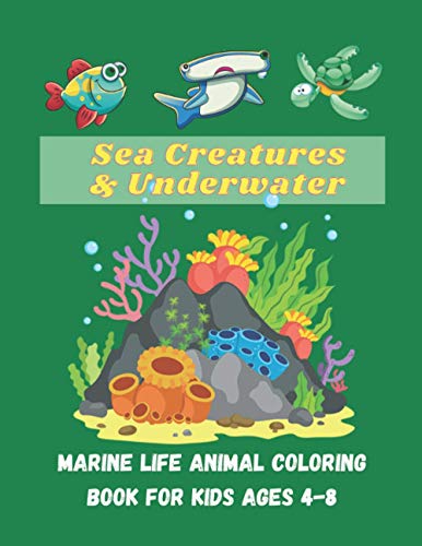 Sea Creatures & Underwater Marine Life animal Coloring Book For Kids ...