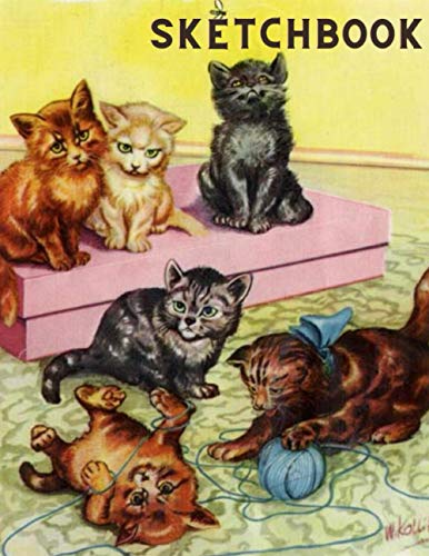 Sketchbook: Vintage Cats Large Blank Sketchbook for Kids, 110 Pages, 8. ...