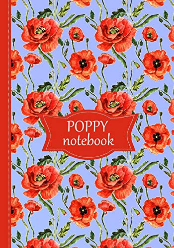 Poppy Notebook: Blue cover with red poppy pattern by Kate Kanamori ...